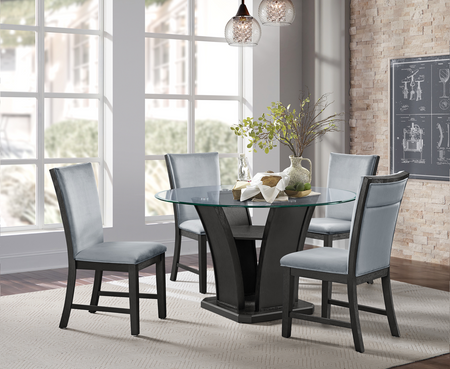 Cosmopolitan 5 Piece Rectangular Dining Set with Slat Back Chairs – Kane's Furniture