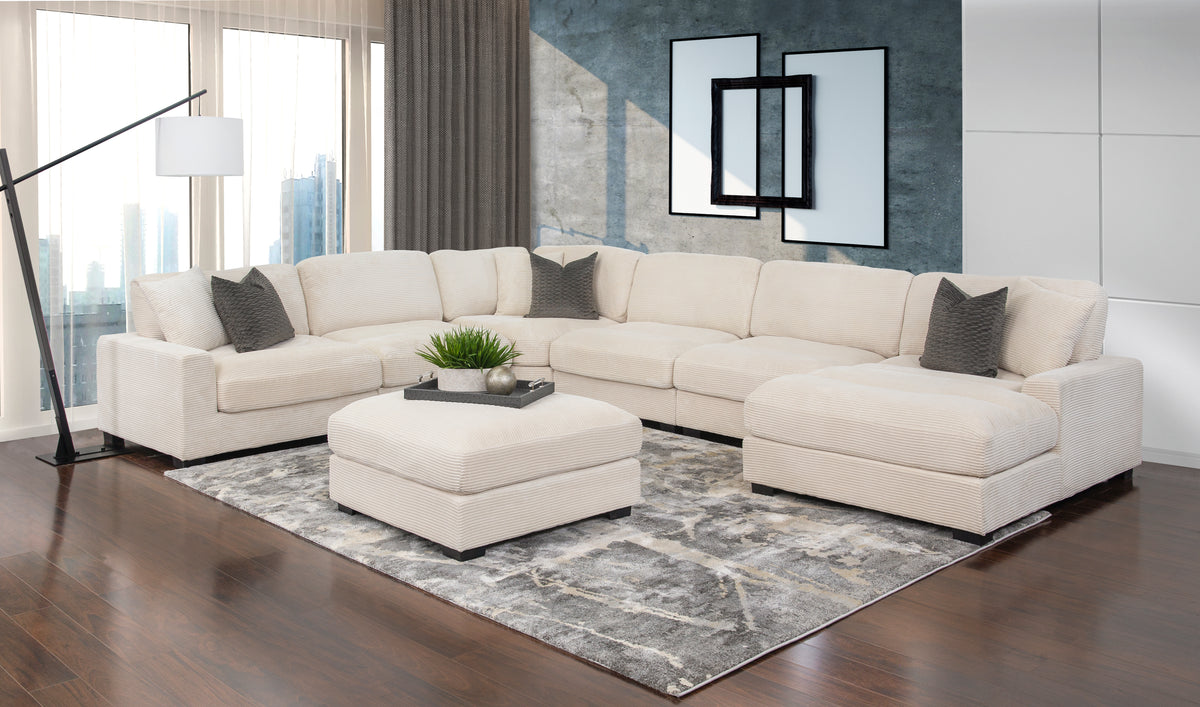 Arizona 6 Piece Sectional with Chaise & Cocktail Ottoman – Kane's Furniture