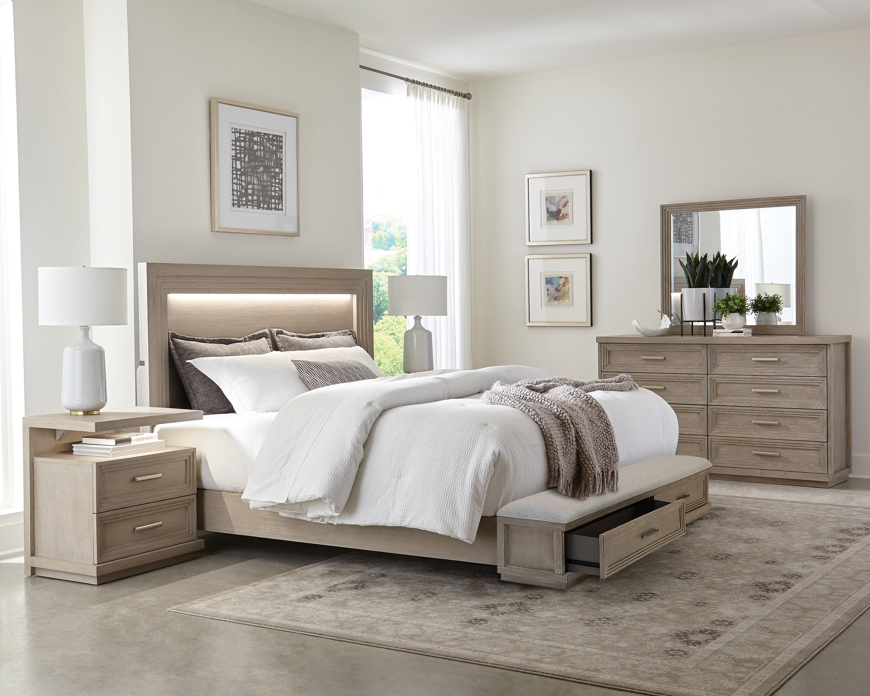 Cascade 5 Piece King Lighted Storage Bedroom – Kane's Furniture