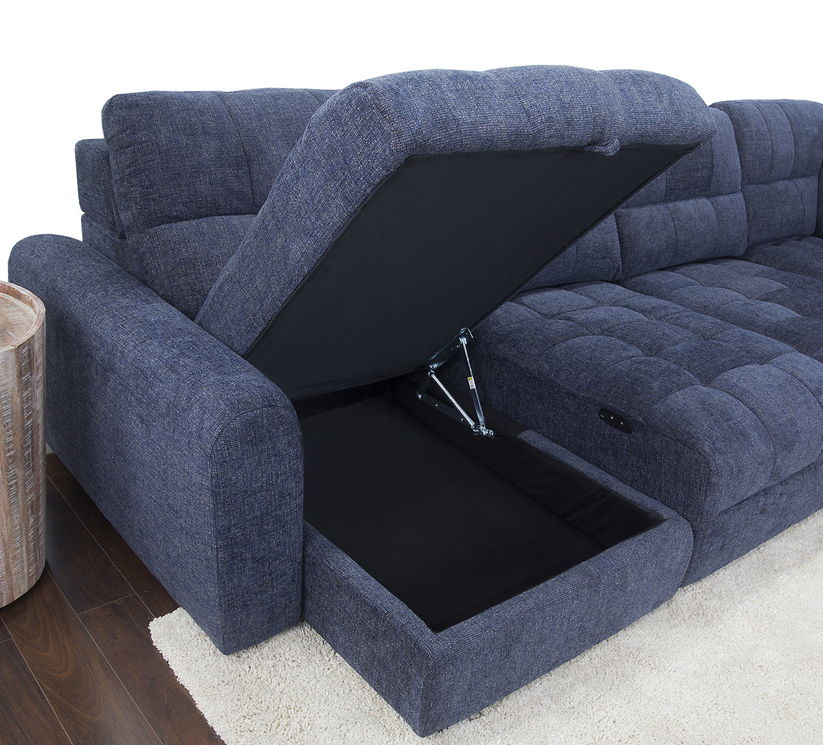 Slide Blue 4 Piece Sliding Sectional w-Left Arm Facing and Right Arm F ...