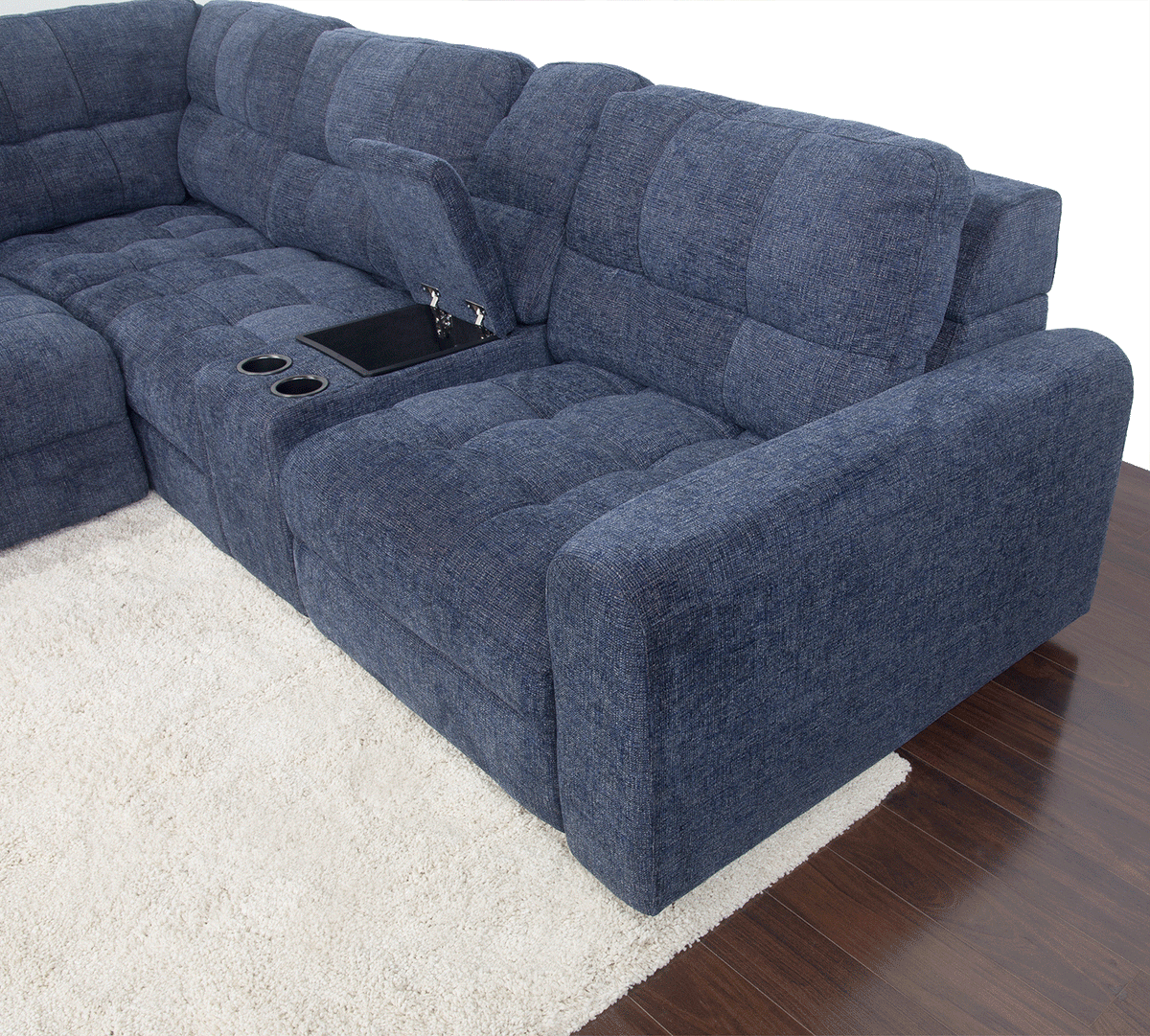 Slide Blue 3 Piece Sliding Sectional w/Left Arm Facing and Right Arm F ...